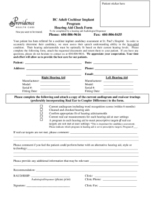 Fillable Online Hearing Aid Assessment Checklist Fax Email Print ...