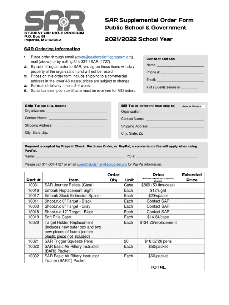Fillable Online STUDENT AIR RIFLE PROGRAM Fax Email Print - pdfFiller