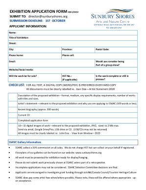 Fillable Online EXHIBITION APPLICATION FORM 2021/2022 Fax Email Print ...
