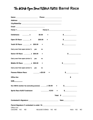 Fillable Online Barrel Race Entry Form.docx Fax Email Print - pdfFiller