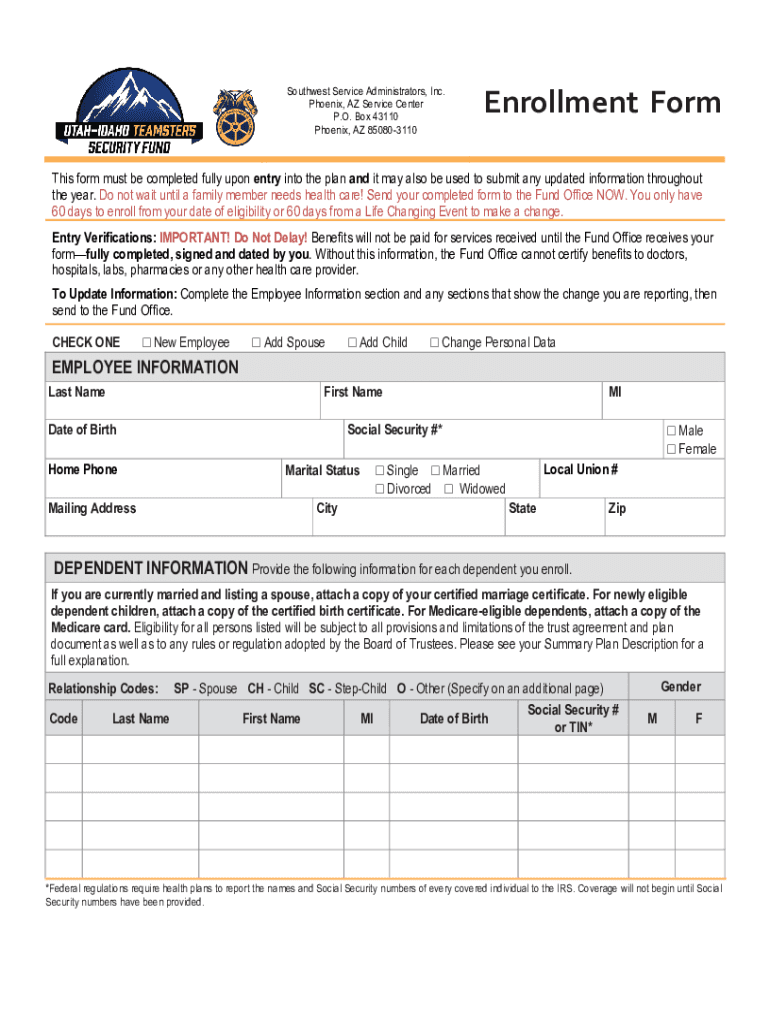 Fillable Online UT-ID Enrollment Form Fax Email Print - pdfFiller