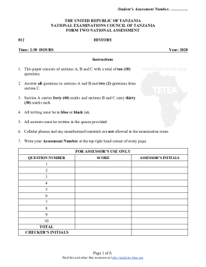 Fillable Online Form 2 History Exam 2020. History Fax Email Print ...