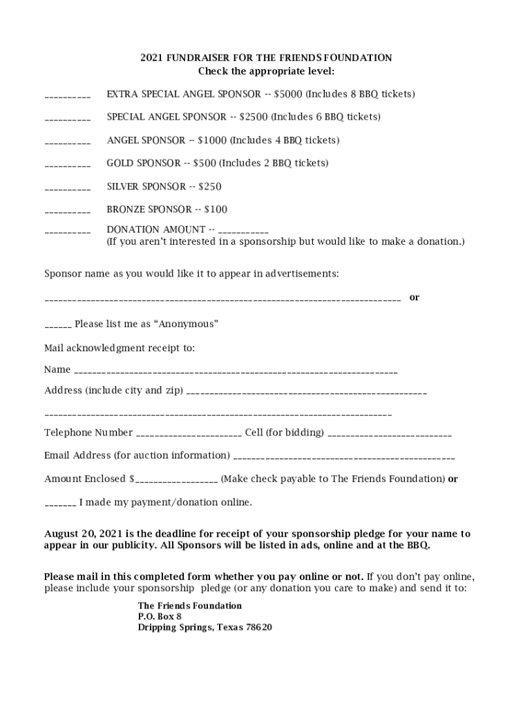 Fillable Online 2021 Sponsorship Form TFF(1).docx Fax Email Print - pdfFiller