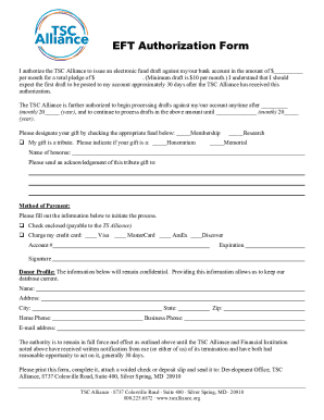 Fillable Online Fillable Online tsalliance EFT Authorization Form ... Fax Email Print - pdfFiller