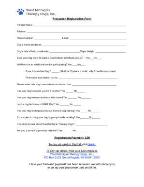 Fillable Online Dog and Junior Handler Registration Form Fax Email ...