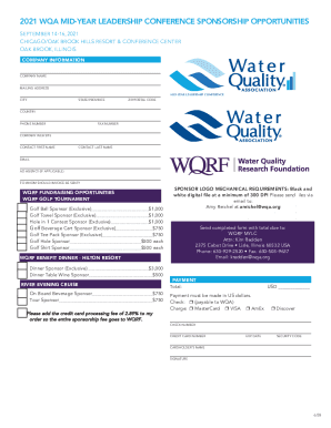 Fillable Online 2021 WQRF MYLC Sponsorship Form Fax Email Print - pdfFiller