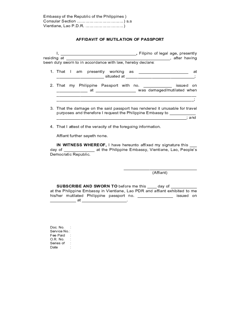 Fillable Online vientianepe dfa gov Renewal of Passport - Department of ...
