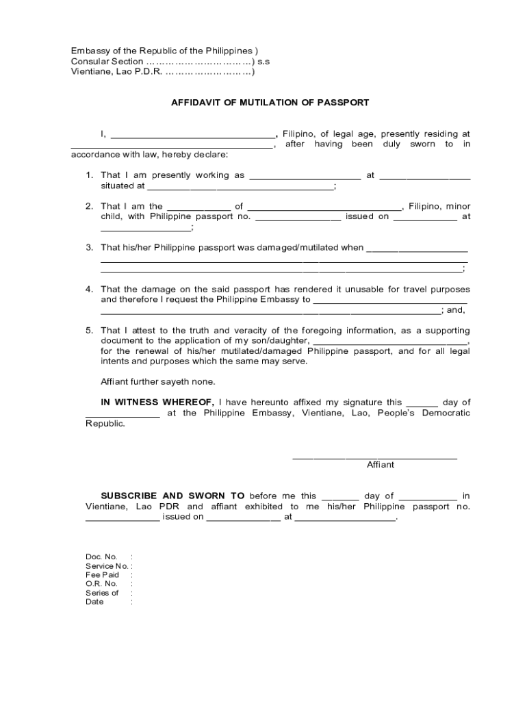 Fillable Online vientianepe dfa gov Consular Forms - Department of ...