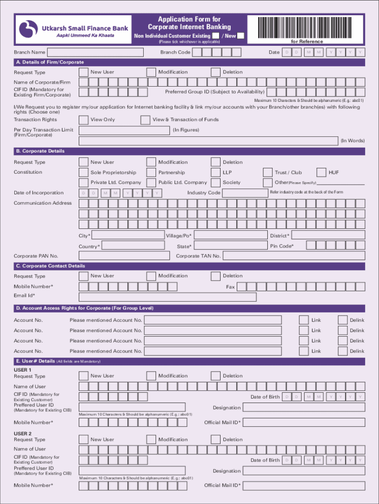 Fillable Online Request form for availing Bank of India Corporate ...