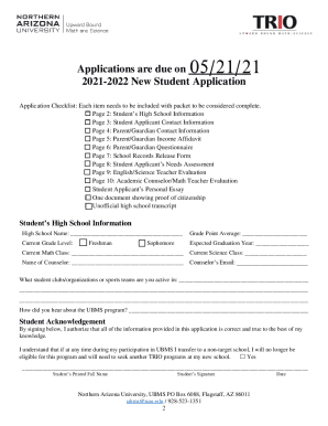 Fillable Online 2021-2022 New Student Application Fax Email Print - pdfFiller