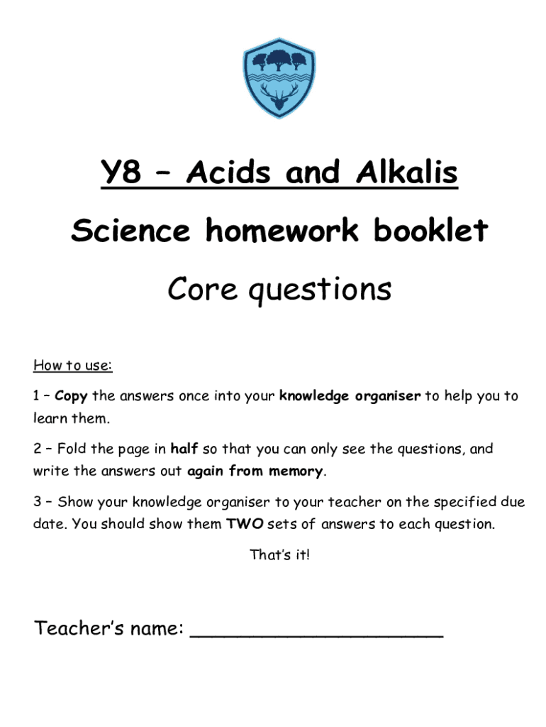 Fillable Online KS3 CHEMISTRY Science Quizzes revision notes Practice ...