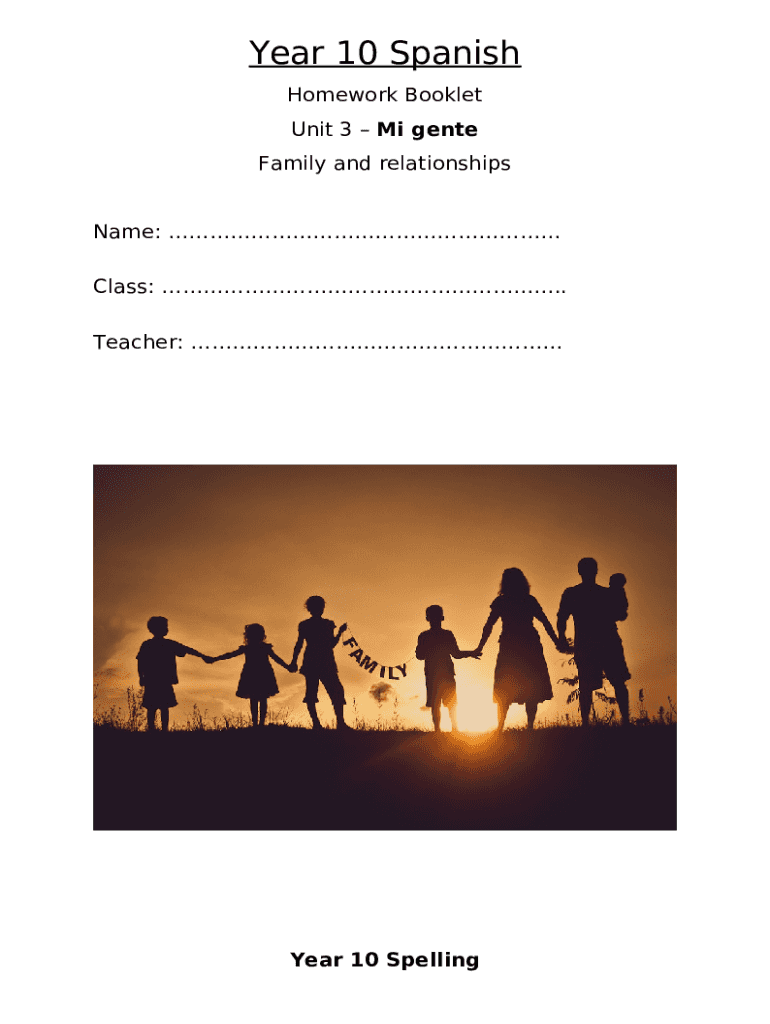La Familia: Family Vocabulary in Spanish Doc Template | pdfFiller