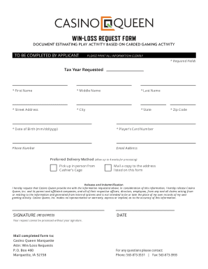 Fillable Online WIN-LOSS REQUEST FORM Fax Email Print - pdfFiller