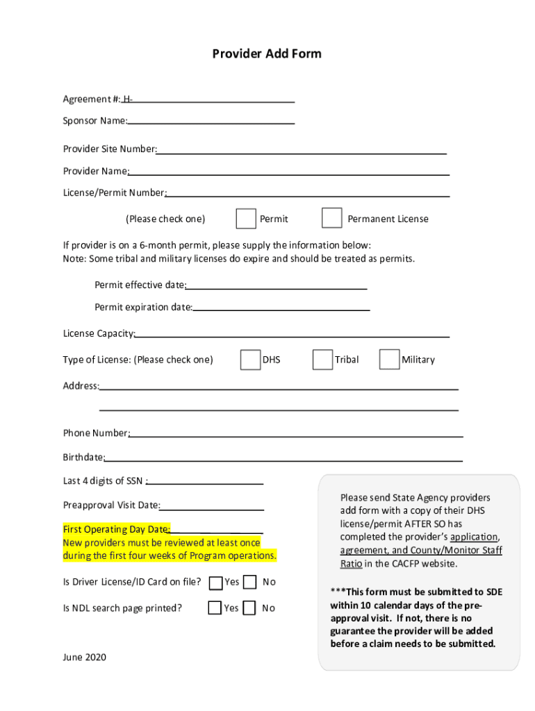Fillable Online Provider Add Form FY 2022 Interactive Fax Email Print ...