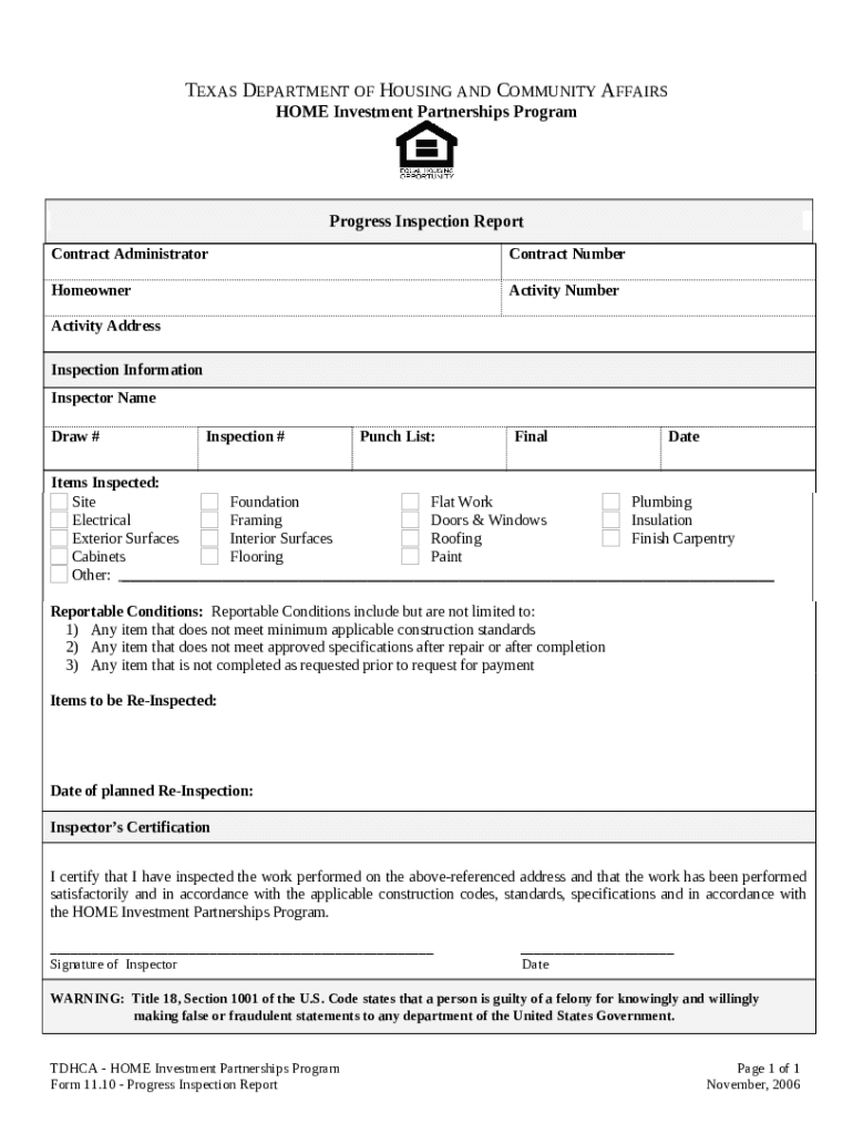 11.10 - Progress Inspection Report Doc Template | pdfFiller