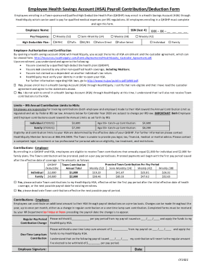 Fillable Online Employee Health Savings Account (HSA) Payroll ...