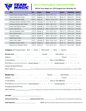 Fillable Online 2019 2-Person Relay Form Fax Email Print - pdfFiller