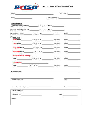 Fillable Online TIME CLOCK EDIT AUTHORIZATION FORM Fax Email Print ...