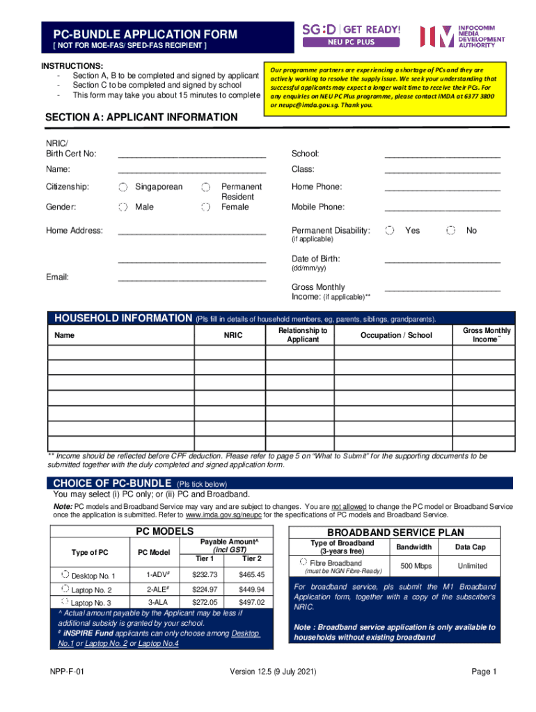 Fillable Online PC-BUNDLE APPLICATION FORM - imda.gov.sg Fax Email ...