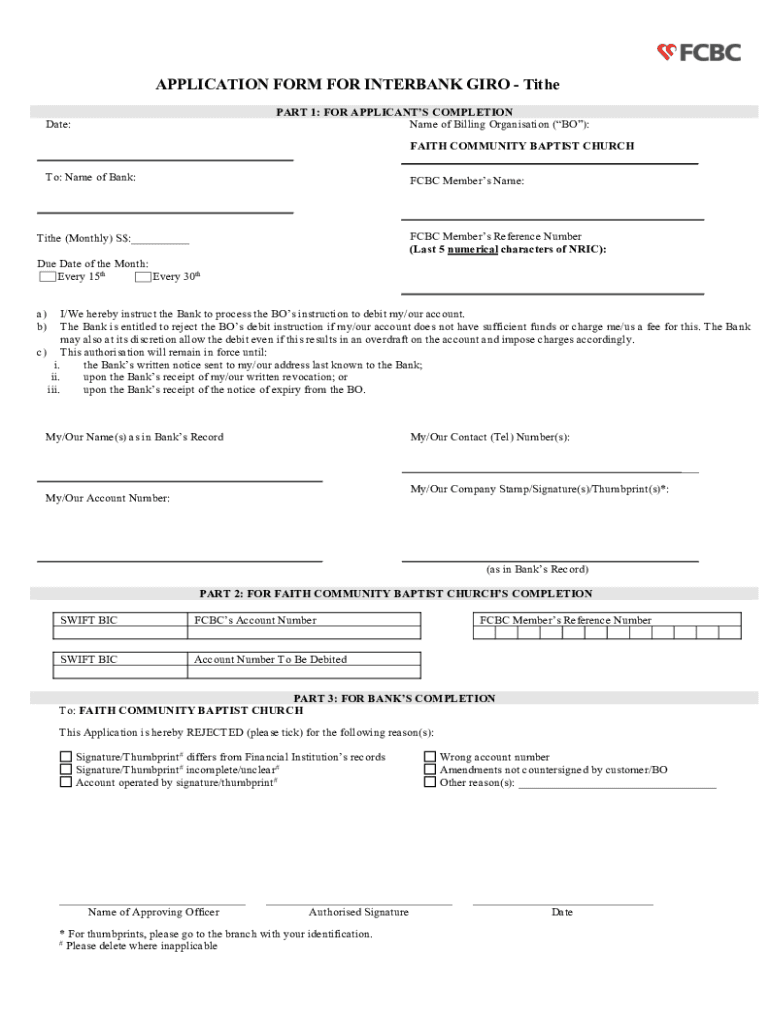 Fillable Online fcbc org 210608 GIRO Application Form - Tithe - fcbc ...