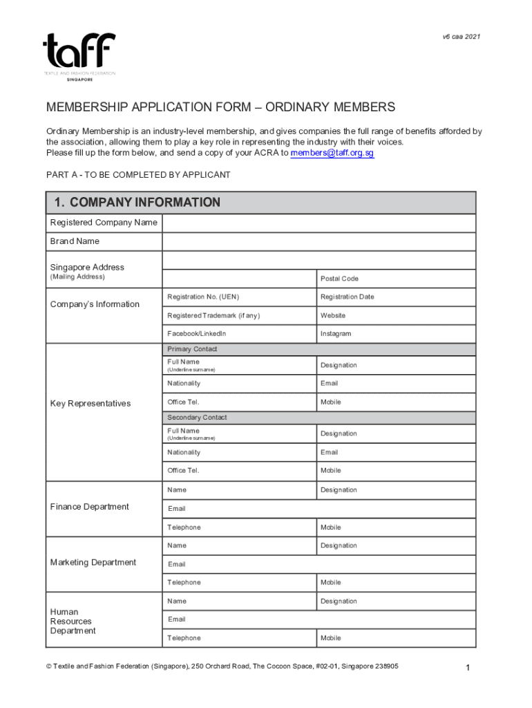 Fillable Online taff org TaFF Membership Form Ordinary Members v3 Fax ...