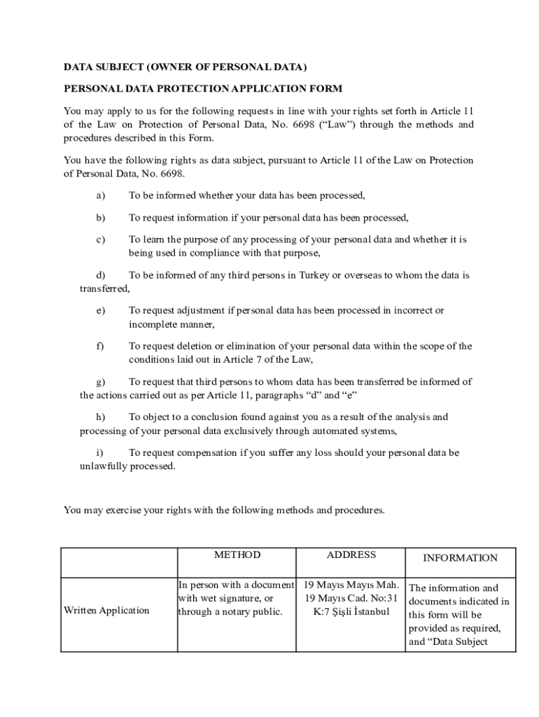 Fillable Online PERSONAL DATA PROTECTION APPLICATION FORM -Dreambox ...
