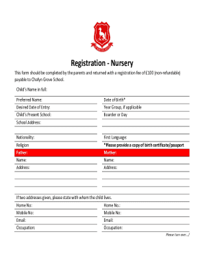 Fillable Online The Children's House - Registration Form Fax Email ...