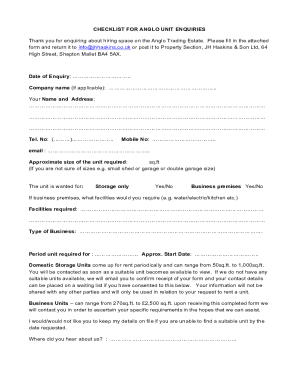 Fillable Online APPLICATION FORM TO RENT A STORAGE UNIT ON THE ANGLO ...