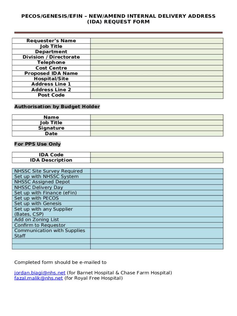FREDANEW/ AMEND INTERNAL DELIVERY ADDRESS (IDA) REQUEST Doc Template ...