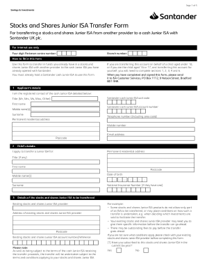 Fillable Online Stocks &Shares Junior ISA Transfer Form Fax Email Print ...