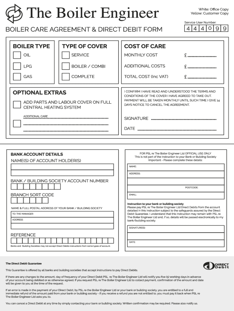 Fillable Online the-boiler-engineer-ltd-care-plans-form-and-terms-and ...