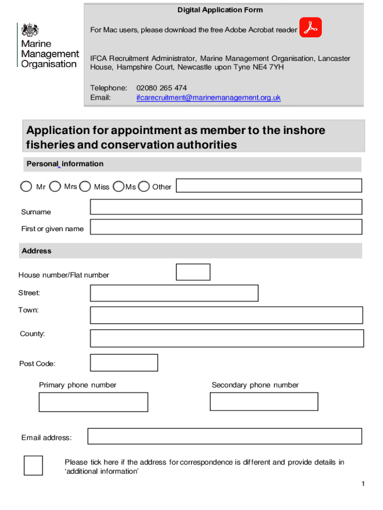 Fillable Online IFCA Digital application form. IFCA Digital application ...