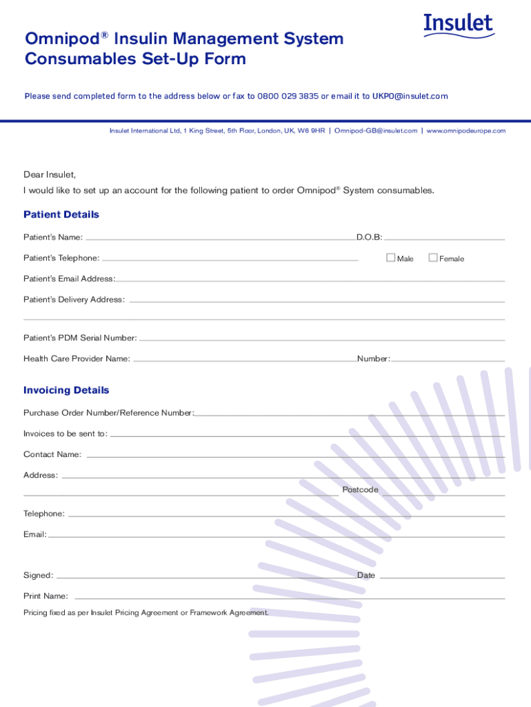 Fillable Online Omnipod Management System Order Form Fax Email Print Pdffiller