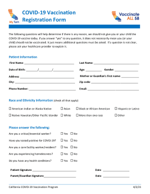 Fillable Online COVID-19 Vaccination Registration Consent Form Fax ...