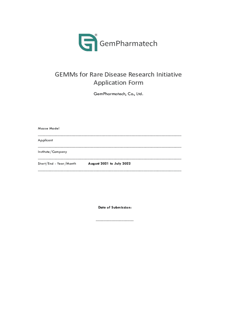 Fillable Online GPT GEMMS for RDR Initiative Application Form Fax Email ...