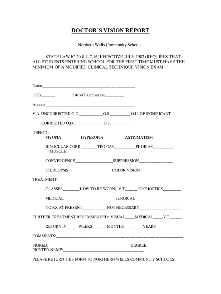 Fillable Online DOCTORS VISION REPORT Fax Email Print - pdfFiller