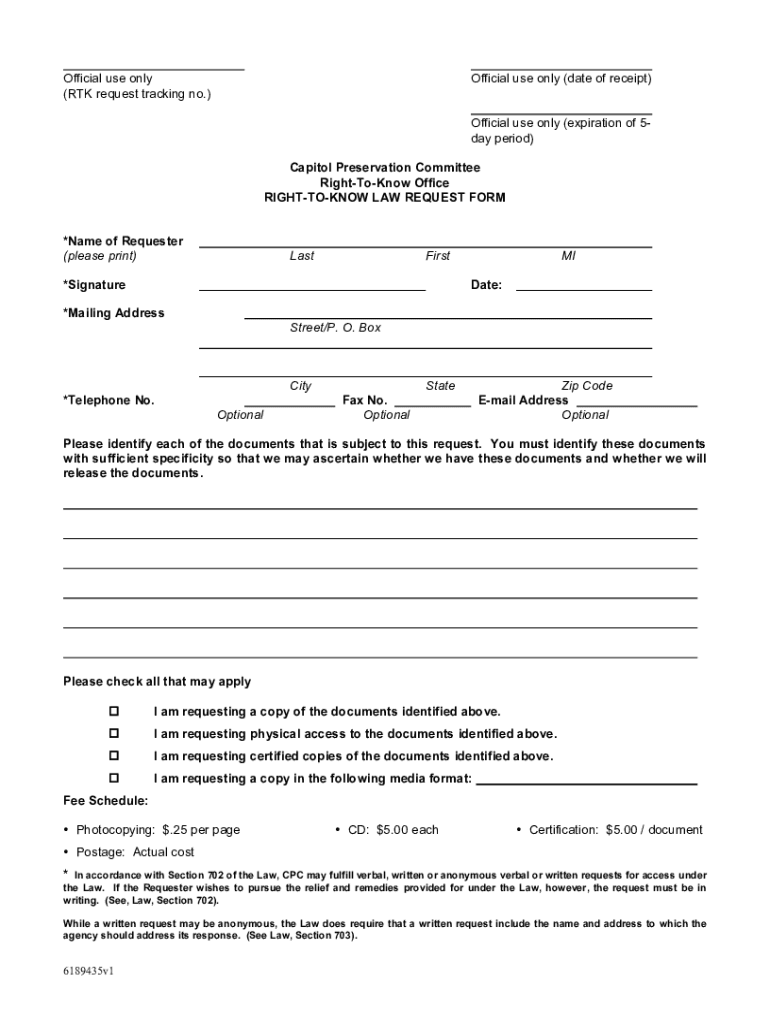 Fillable Online cpc state pa (RTK request tracking no Fax Email Print - pdfFiller