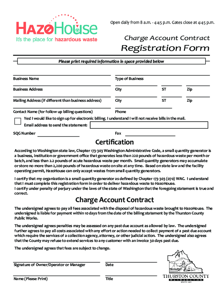 Fillable Online Hazo House Registration Form - Thurston County ...