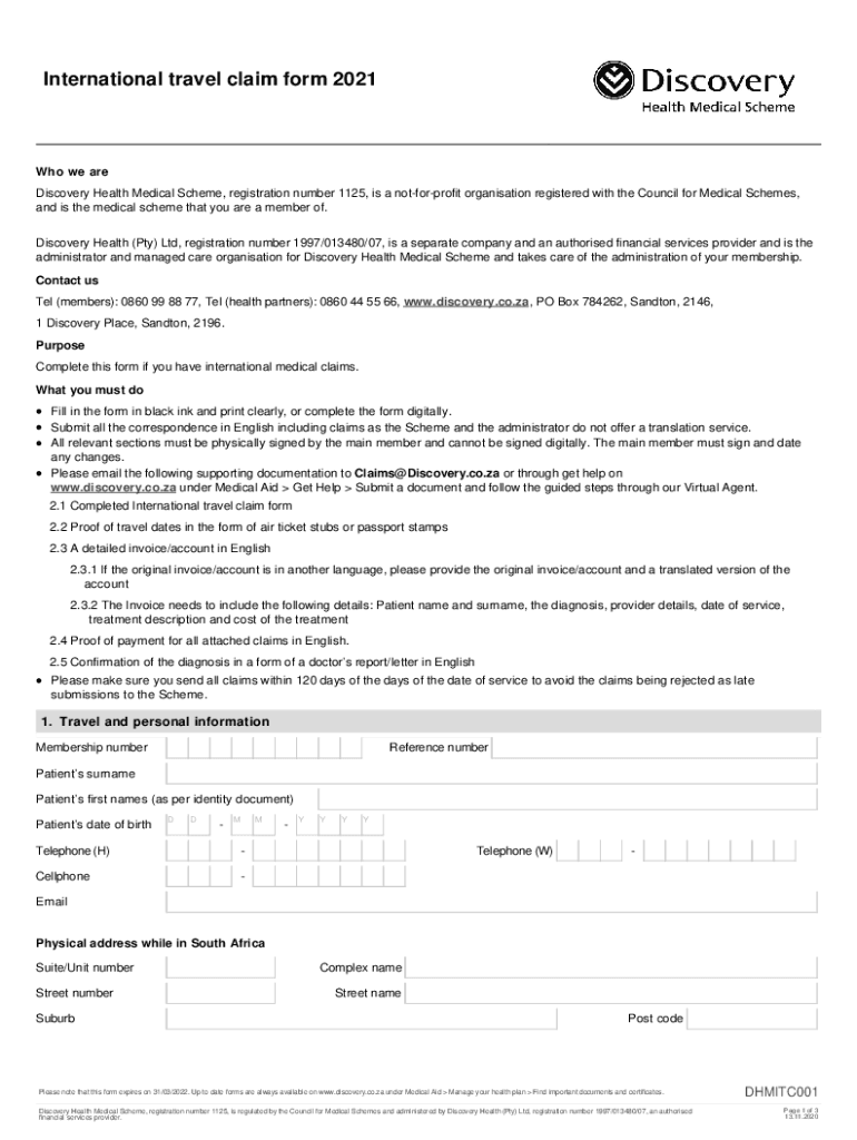 Fillable Online International travel claim form 2021 Fax Email Print ...