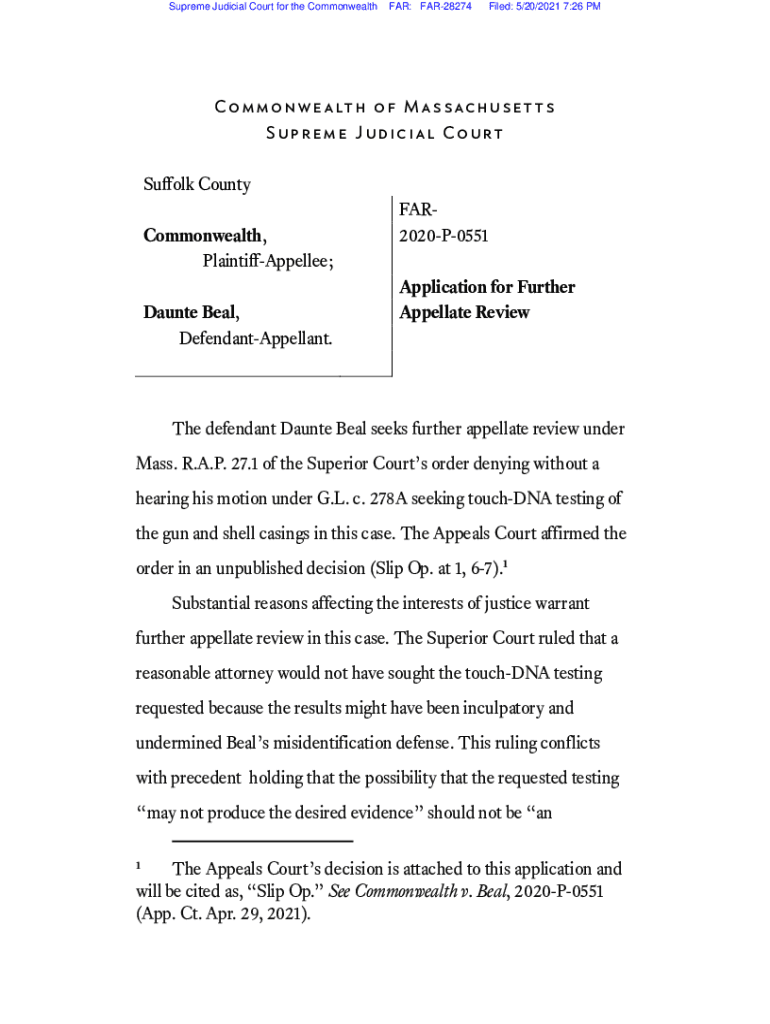 Fillable Online Commonwealth of Massachusetts Supreme Judicial Court ...