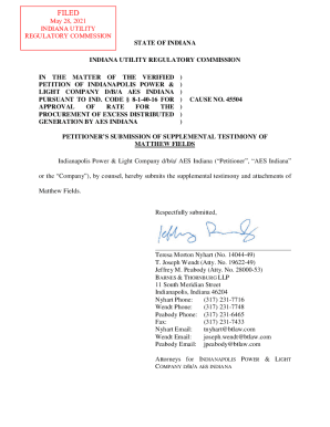 Fillable Online STATE OF INDIANA INDIANA UTILITY ... - AES Indiana Fax ...
