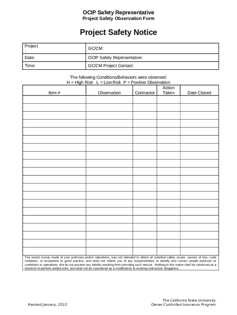 DOC Project Summary Safety Report - California State University - www2 ...