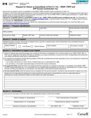 Fillable Online Request for Waiver or Cancellation of Part X.1 TaxRRSP ...