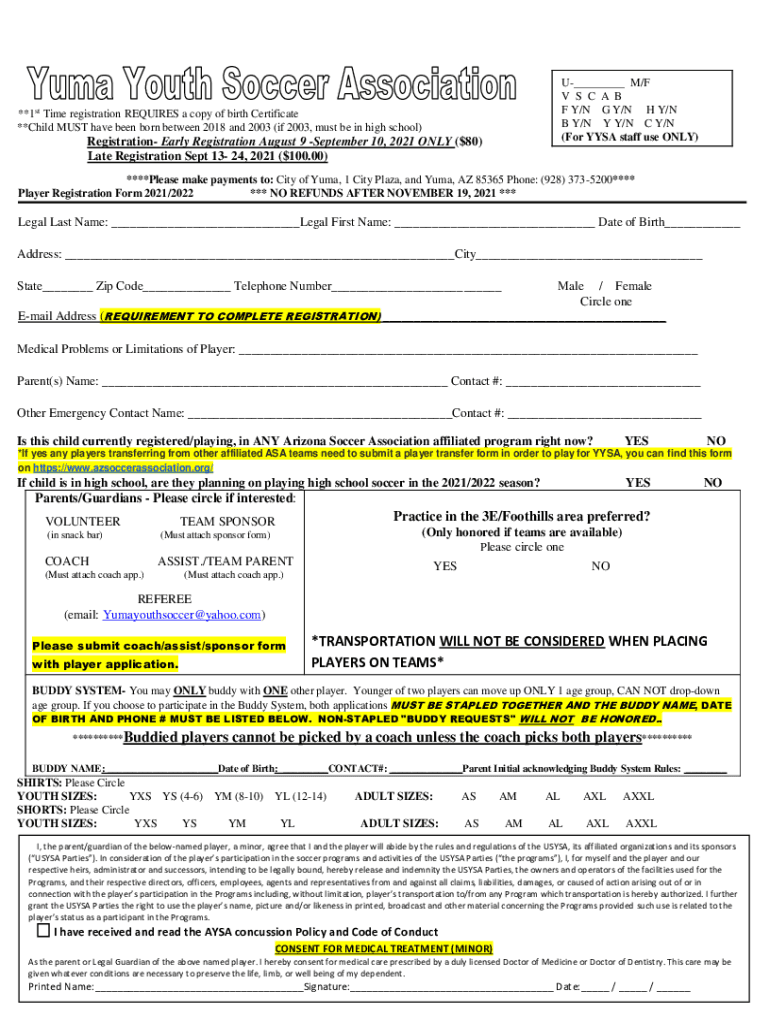 Fillable Online Yysa Yuma - Fill and Sign Printable Template OnlineUS ...