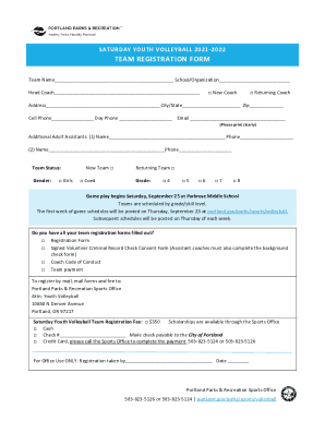 Fillable Online Download PDF file Volleyball Team Registration Form Fax ...