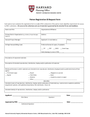 Fillable Online Patron Registration & Request Form - Harvard University Fax Email Print - pdfFiller