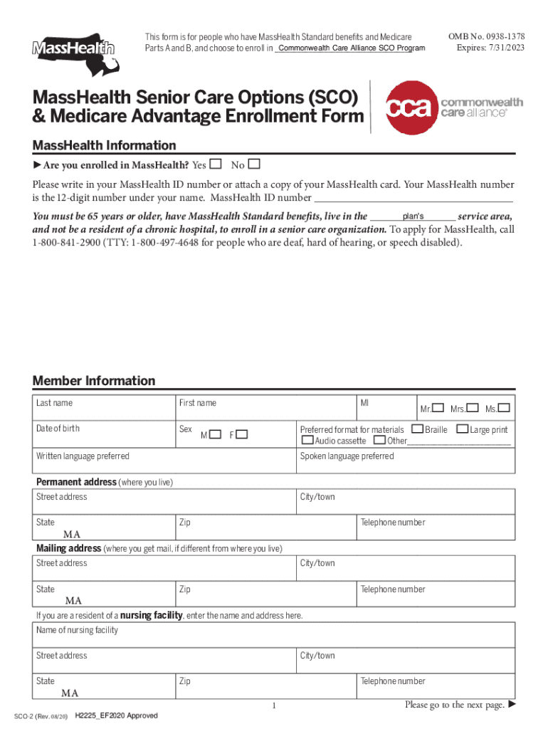 Fillable Online MassHealth coverage types for seniors and people who ...