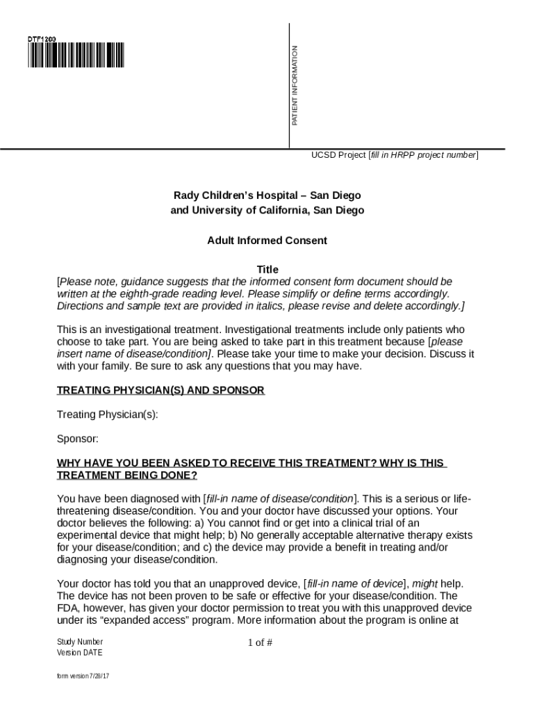 Ined Consent Template - UCSD HRPP Home - irb ucsd Doc Template | pdfFiller