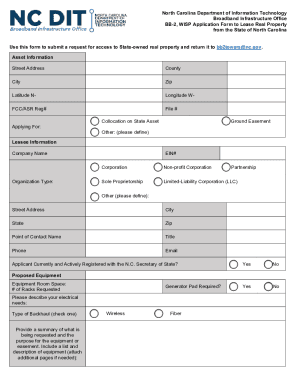 Fillable Online BB-2, WISP Application Form to Lease Real Property from ...