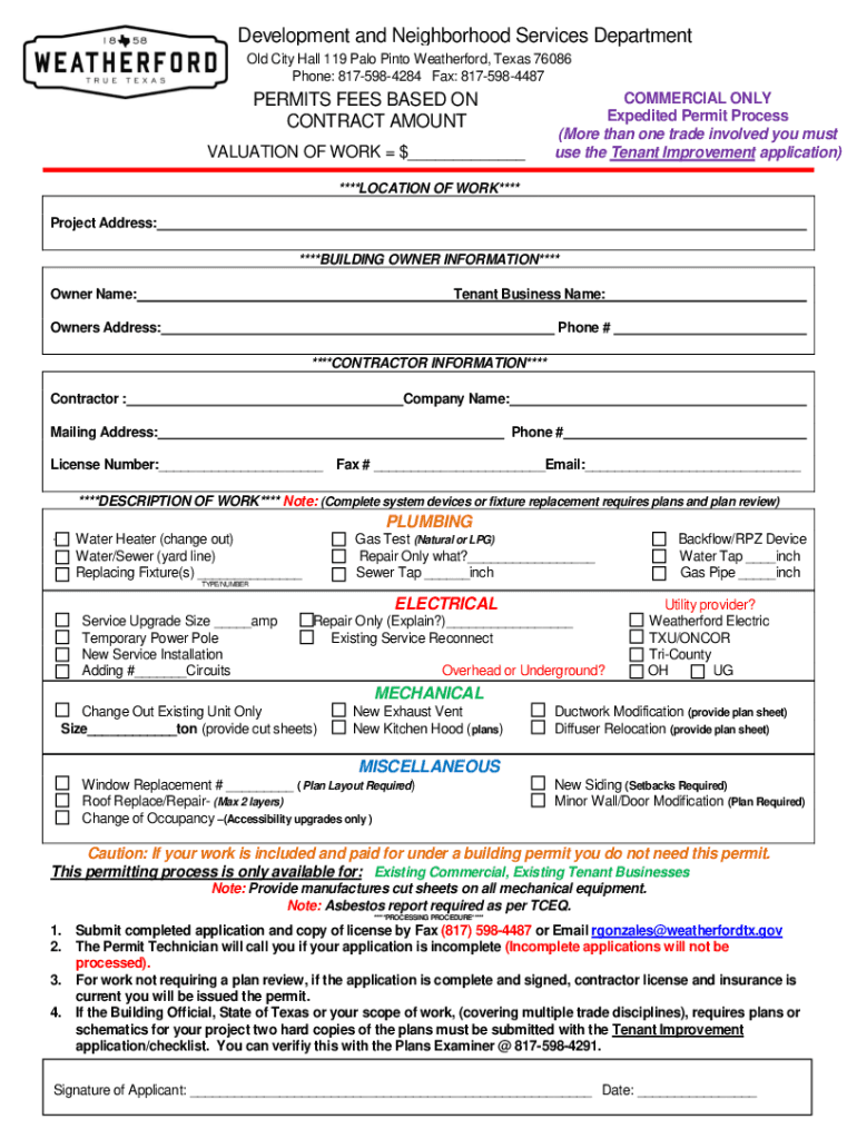 Fillable Online All Permit Fees Are Based Fax Email Print - pdfFiller